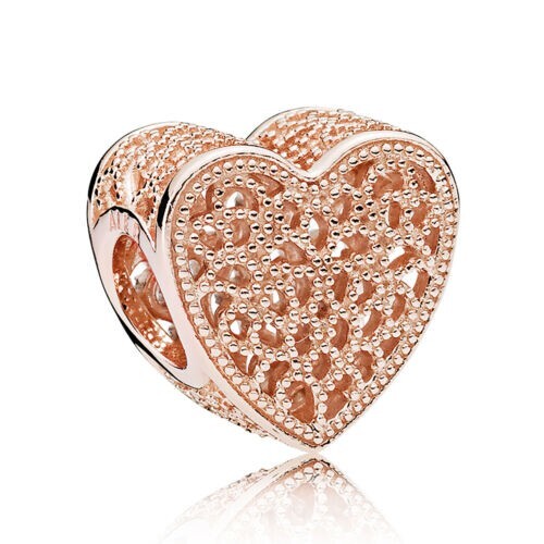 Authentic Pandora Rose Filigree & Beaded Heart Charm | eBay