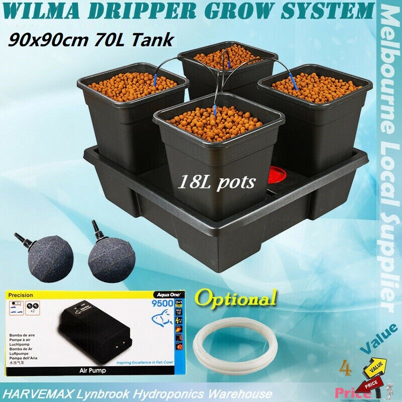 UK Hydroponic Wilma 4 Pots Dripper Grow System 70L Water Tank Great ...
