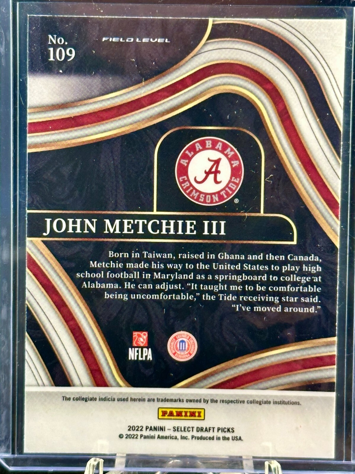 2022 Select Draft Picks #109 John Metchie III Field Level ROOKIE CARD ...