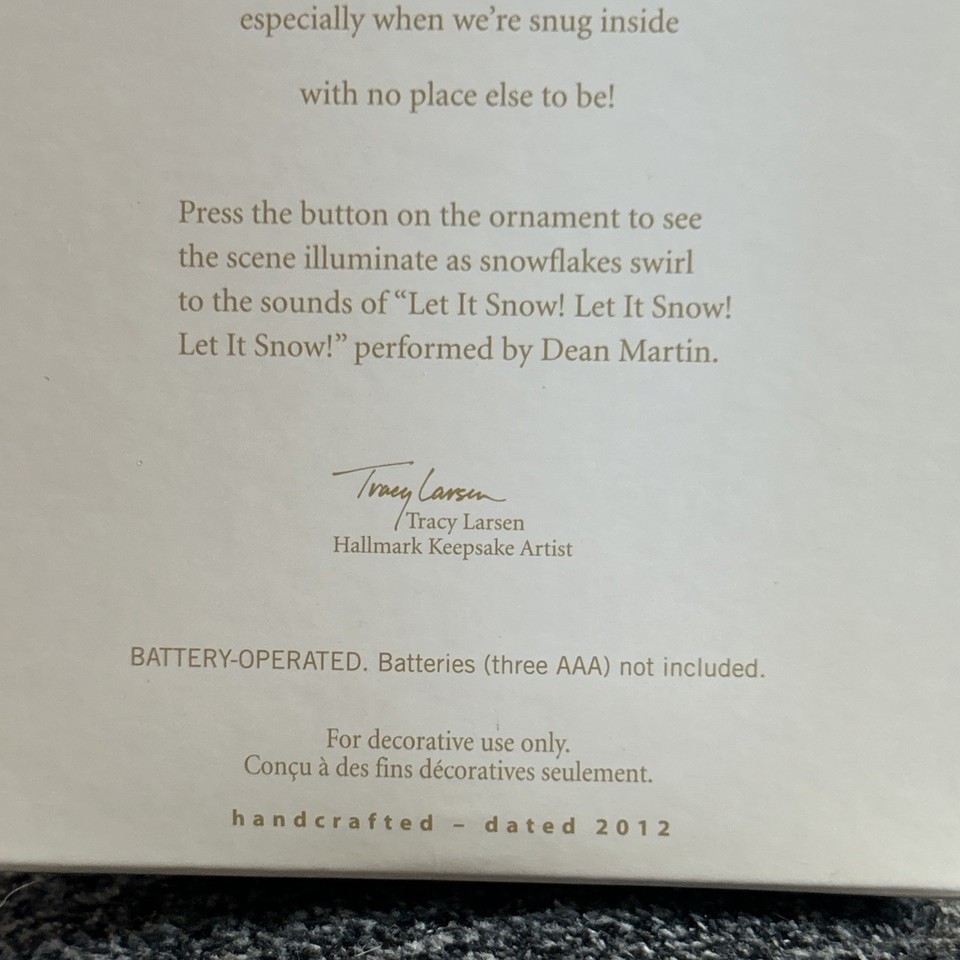 Hallmark Keepsake Magic Ornament Let It Snow Light Sound Motion Dean ...