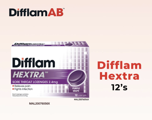 Difflam Hextra Sore Throat Lozenges (12's) Cough Relief Pain Fights ...