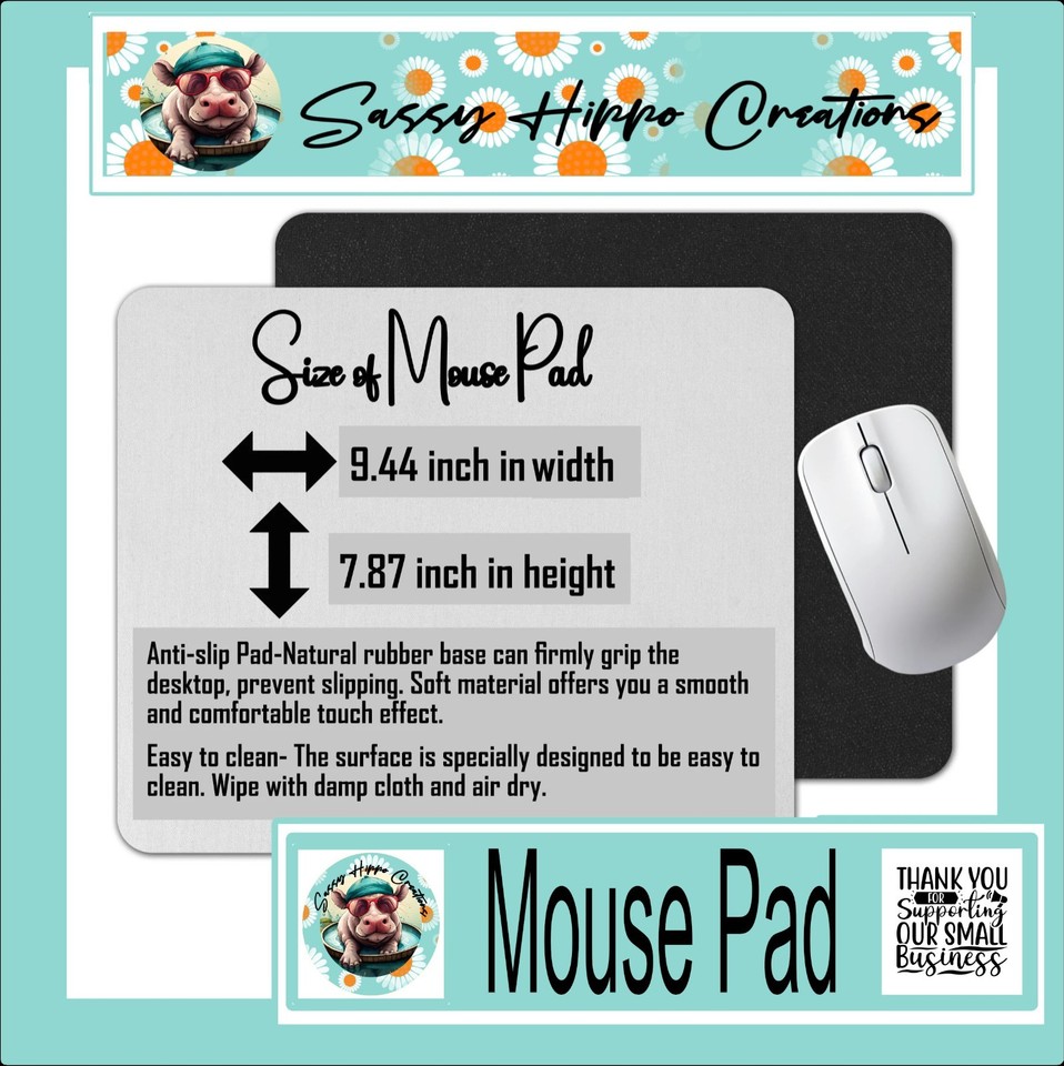 Mouse Pad Thankful and Blessed Turkey Thanksgiving Pumpkin Anti Slip ...