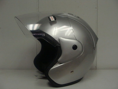 THH T-371 GLOSS SILVER STREET OPEN FACE W/SHIELD HELMET (XXL) DOT ...