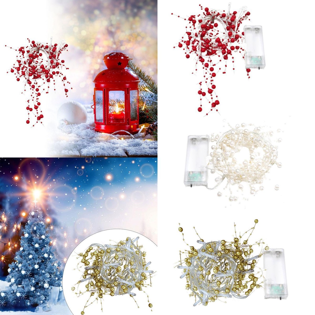 String Lights Pearl Package Pearl Shape Copper Wire LED Christmas