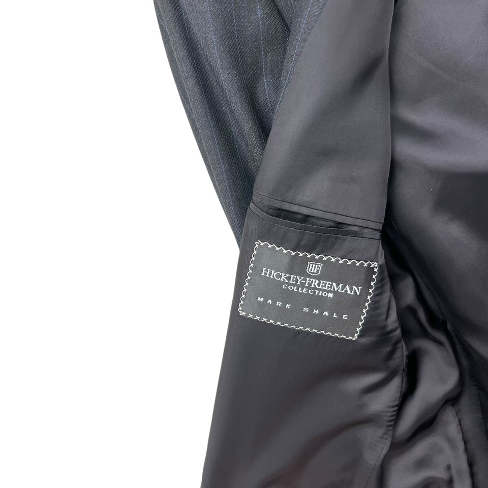 Hickey Freeman Collection Mark Shale Mens Blazer Suit Pinstripe Gray ...