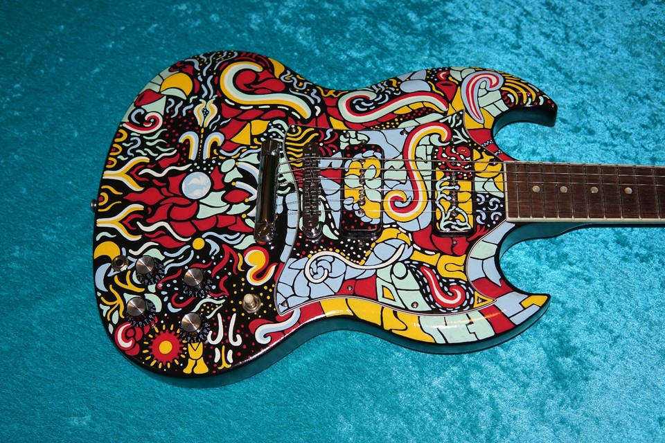 Custom Painted Gibson SG USA guitar vintage design | eBay