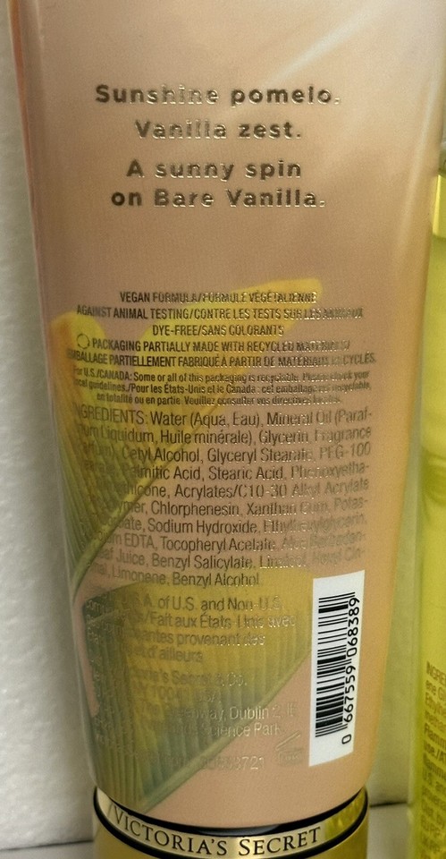 Victorias Secret Bare Vanilla Sol Fragrance Body Mist Lotion 2pc Set ...