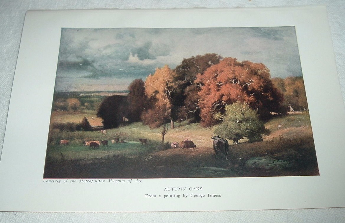 1919 AUTUMN OAKS from painting by George Inness Color Print | eBay