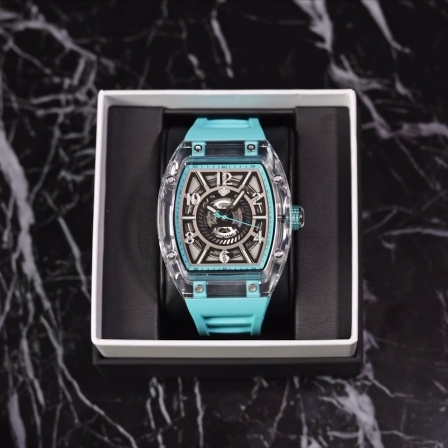 Ralph Christian Ghost Automatic Mens Luxury Watch RM Skeleton Aqua Blue ...