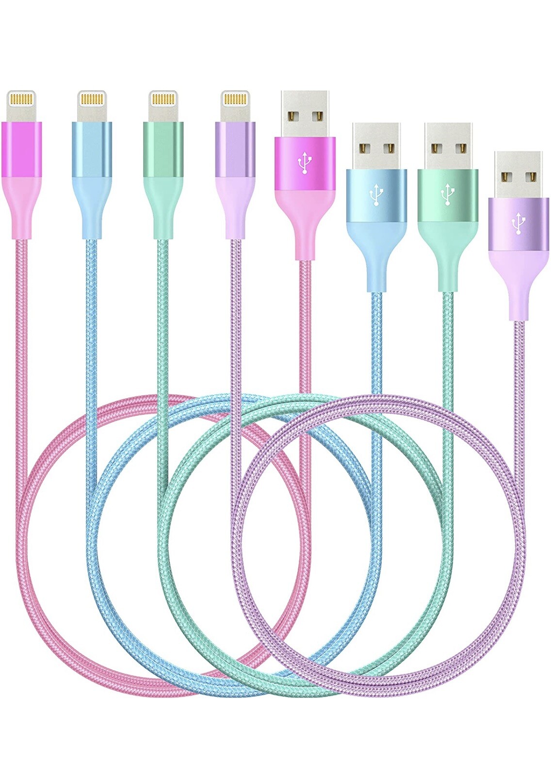 Colorful Lightning iPhone Cable Chargers 4 Pack (10/6/3/1ft) | eBay