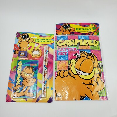 Vtg Garfield Stationary Set & Letter Pack Pencils Lot 90s New School ...
