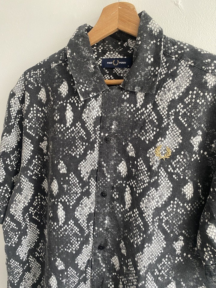 Fred Perry Shirt Mens Medium Black Snakeskin Ska Mod Scooter 60s ...