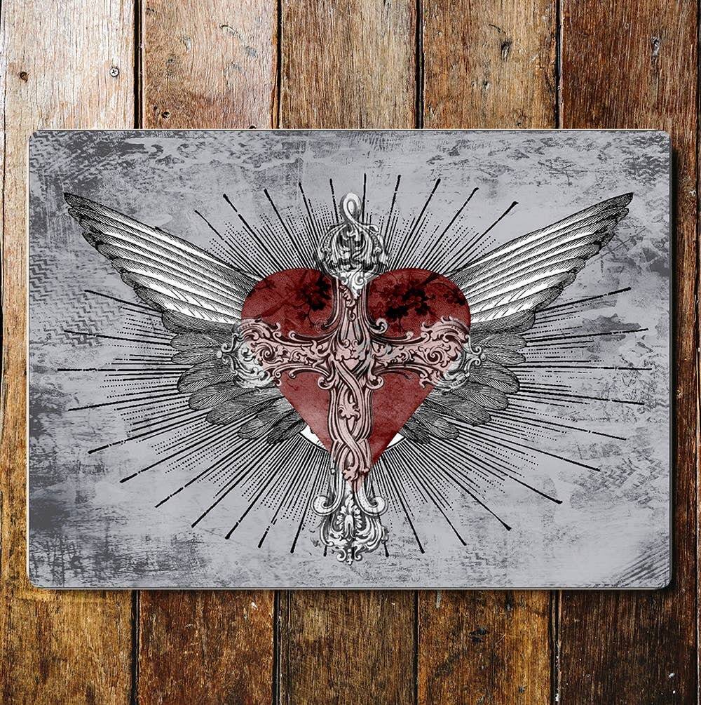 Cross Heart With Wings Drawings