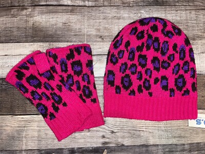 NWT P.S. FROM AEROPOSTALE GIRLS WINTER HAT AND GLOVES CHEETAH PRINT ...