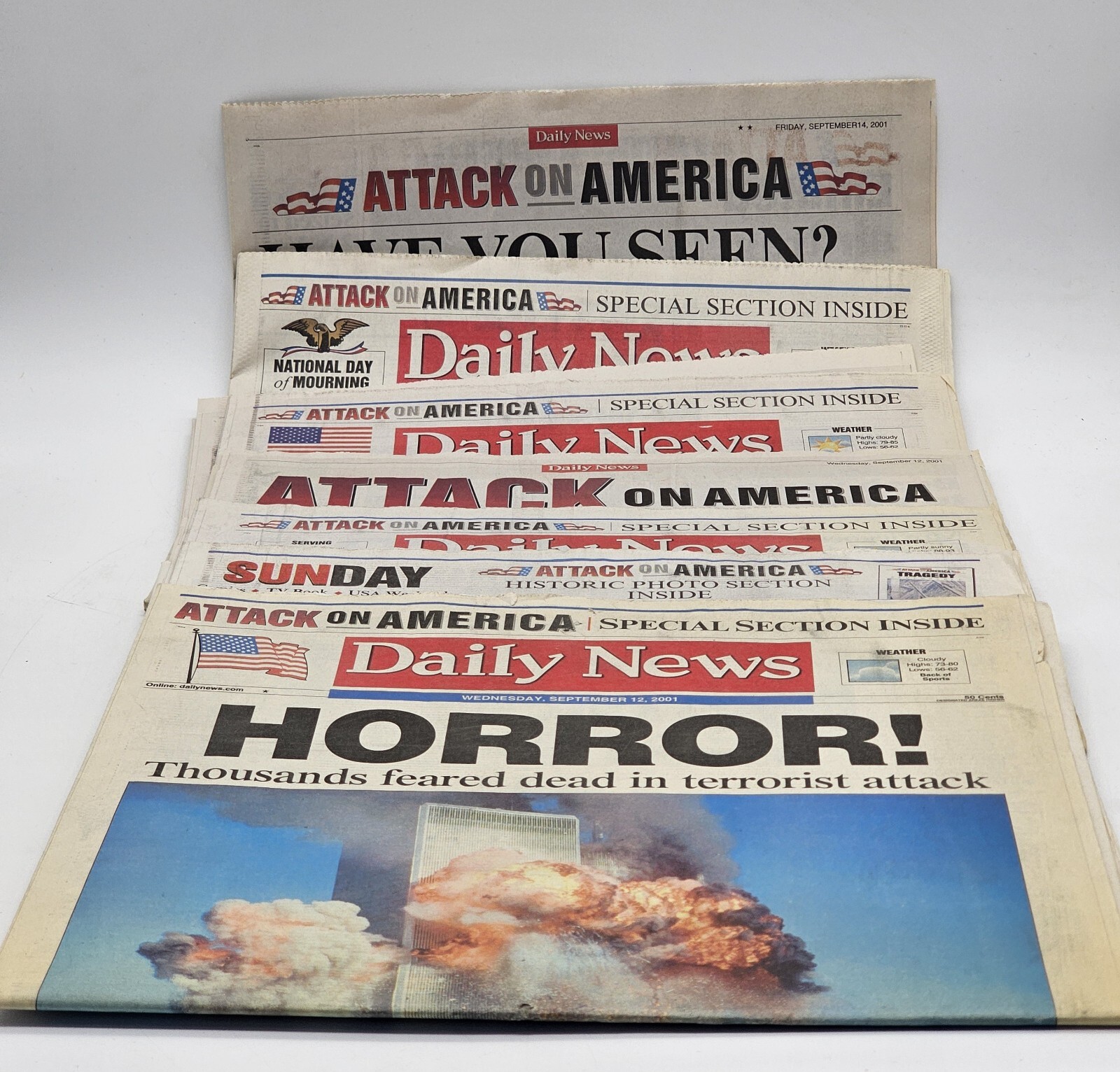 9/11/2001 Newspaper & Magazine Lot 7 September 11th New York Post Daily ...