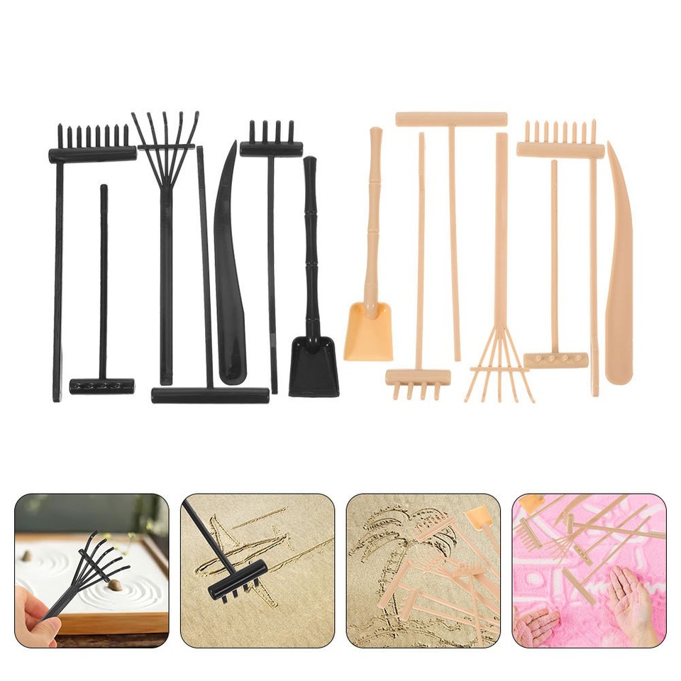 14 Pcs Sand Tray Miniatures Rake Plastic Crafts Garden Leaf Tools ...