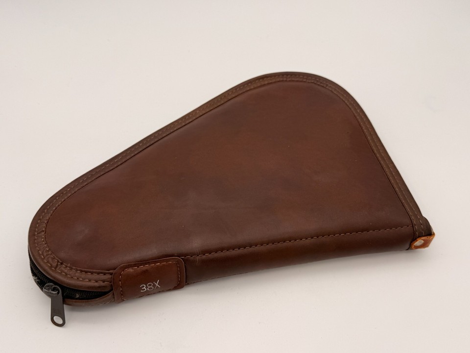 Leather 38x Pistol Zipper case with fleece lining | eBay