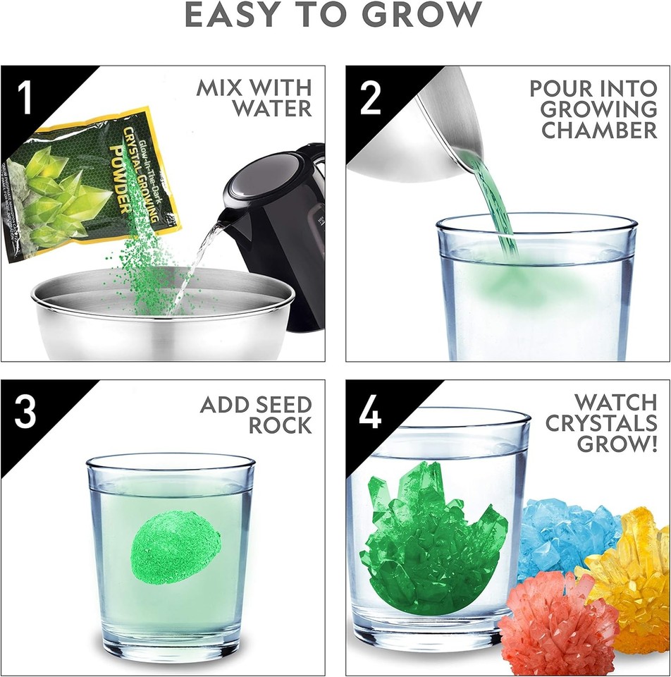 National Geographic Mega Crystal Growing Kit 8 Colors w/ Light-Up ...
