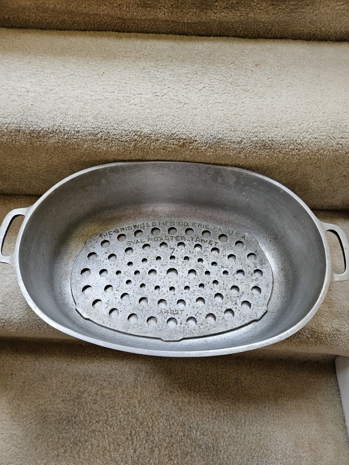 GRISWOLD CAST ALUMINUM 7 OVAL ROASTER, LID & TRIVET A487 | eBay