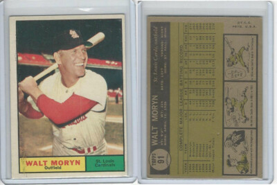 1961 Topps Baseball, #91 Walt Moryn, St. Louis Cardinals | eBay