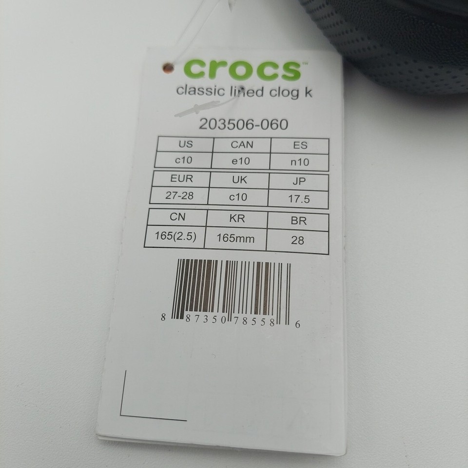 Unisex Child Size c10 - Crocs Classic Lined Clog Black/Black | eBay