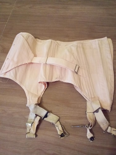 Vintage CORSET GIRDLE Garter boned Snaps Hooks - Gem