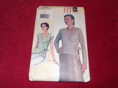 🌷 VOGUE #7024 - LADIES LONG or CAP SLEEVE FRONT WRAP TOP PATTERN D-J FF ...