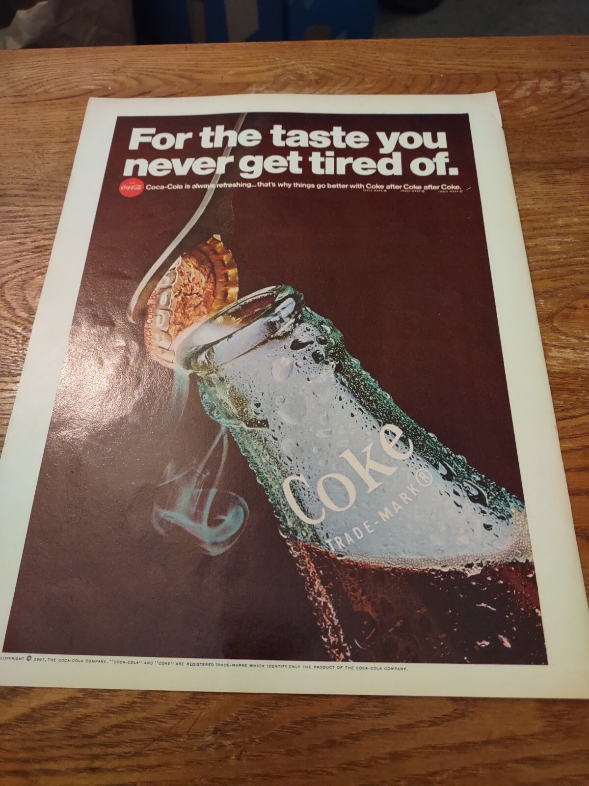 1967 Coca-Cola The Taste You Never Get Tired Of Magazine Ad | eBay