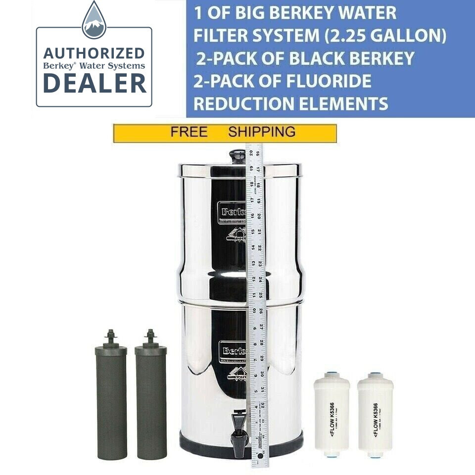 Big Berkey 2.25 Gal w 2 Black & 2 PF2 Fluoride Filters Cannot Ship to ...
