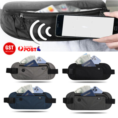 RFID Travel Waist Bum Bag Anti Theft Pouch Belt Passport Holder Safe ...