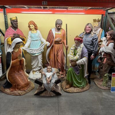 Nativity Set of 8 Life Size Resin Christmas Statues Seasonal Religion Prop Decor | eBay