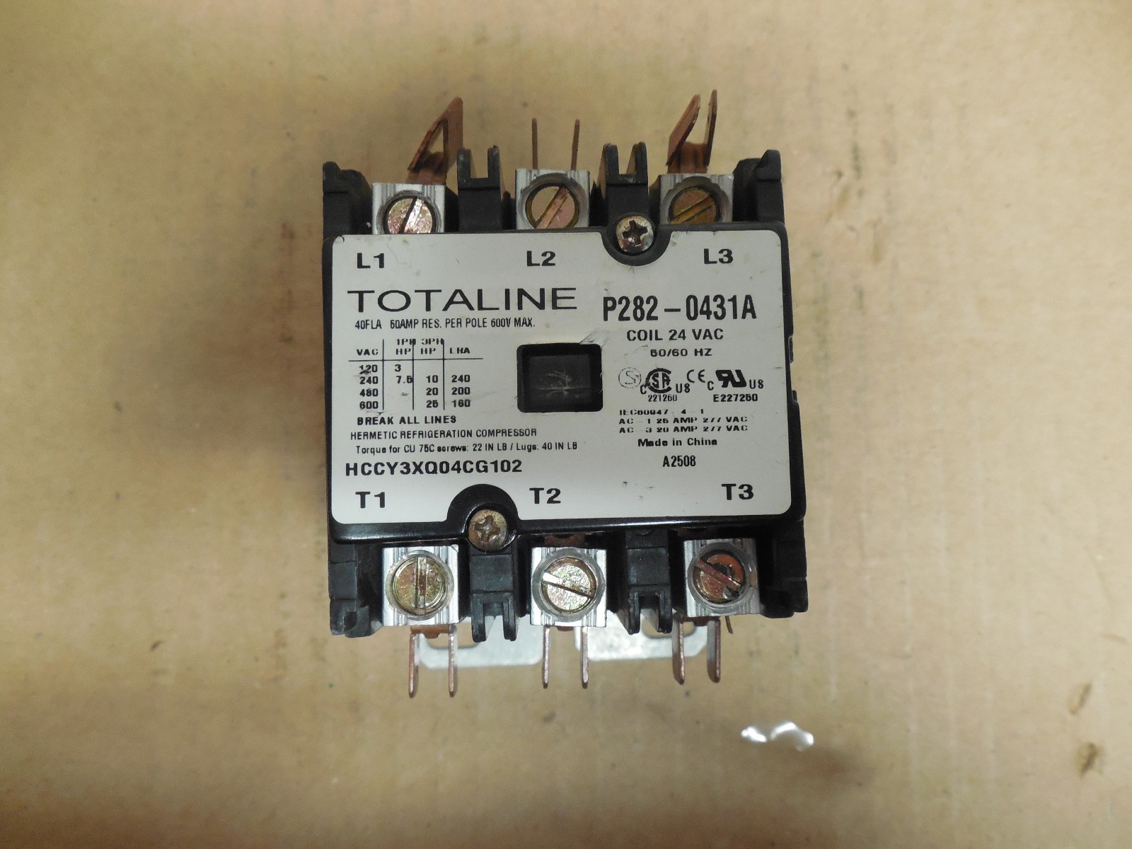 TOTALINE CONTACTOR P282-0431A 24V COIL 40A A AMP 600Vac P2820431A | eBay