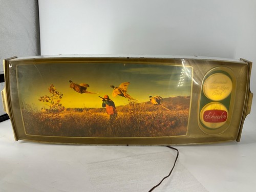 Rare Vintage SCHAEFER BEER Lighted Bar Sign Pheasant Hunting Scene ...