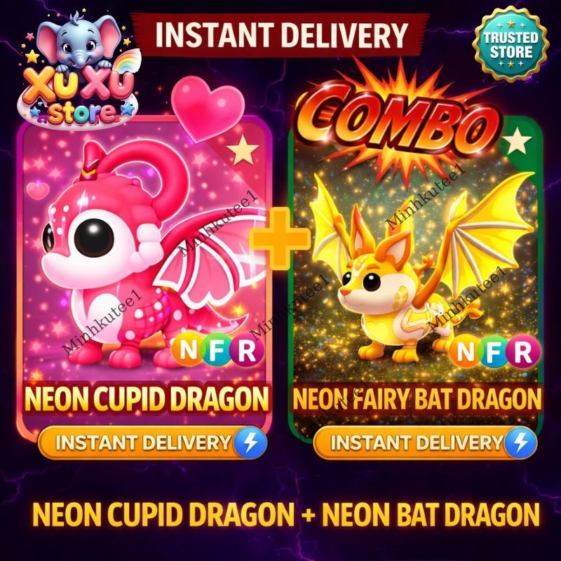 💘🐉 Combo NE3on Cupid Dragon + NFR Fairy Bat Dragon (FLy/Ride) ( Fast ...