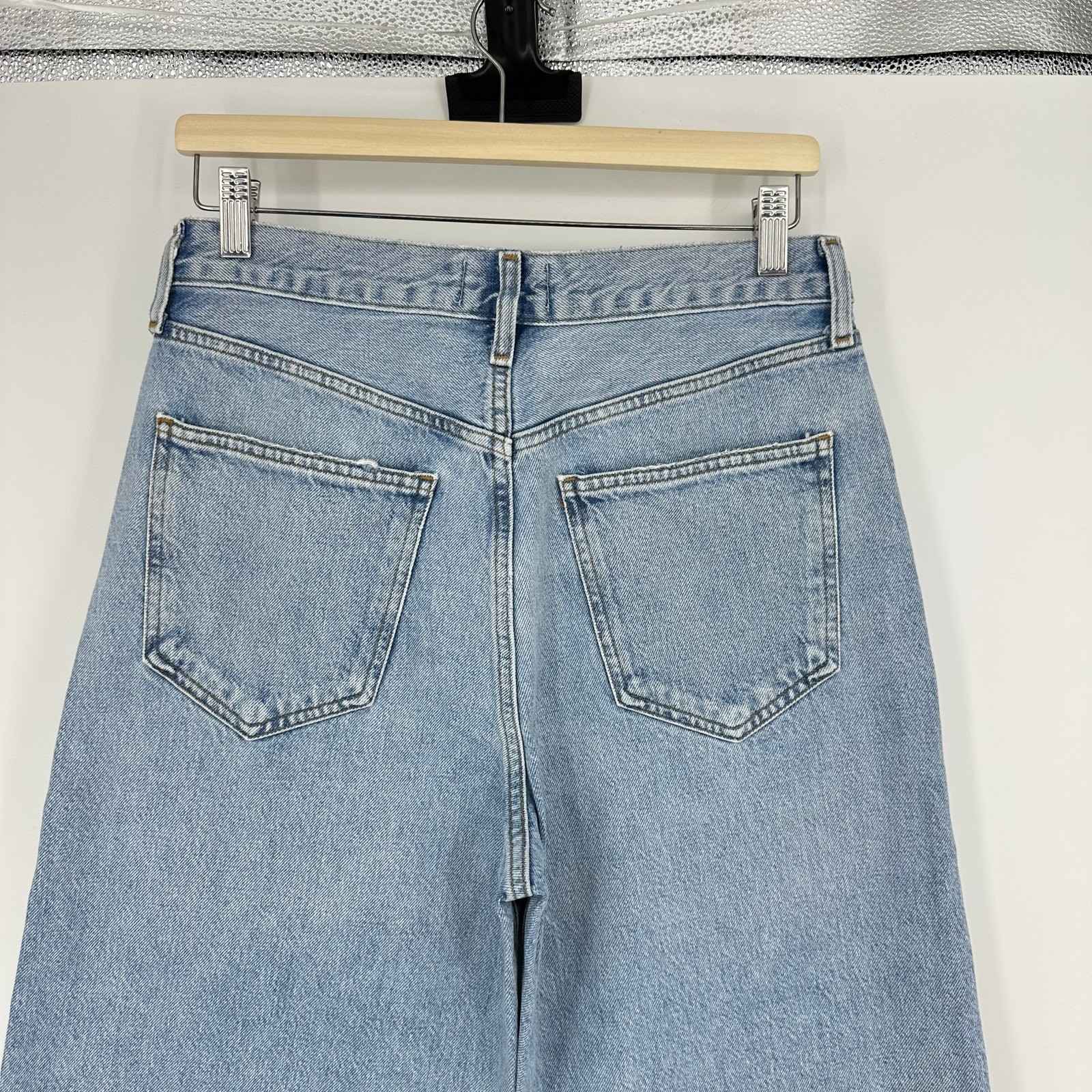 AGOLDE Dame High Rise Wide Leg Jeans in Conflict Womens 28 Blue Light ...