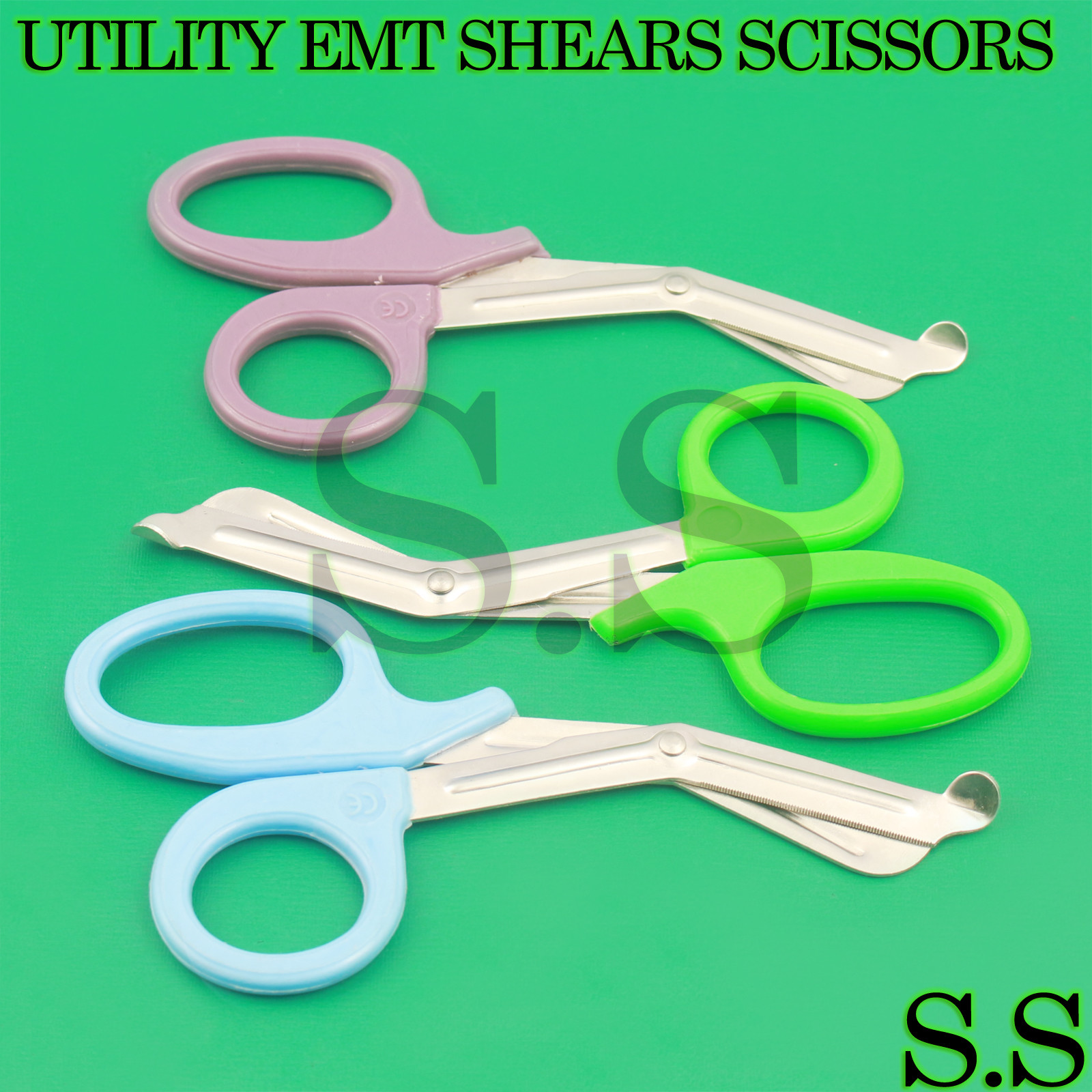 3 PCS (GREEN TEAL PURPLE) TRAUMA PARAMEDIC UTILITY EMT SHEARS SCISSORS ...