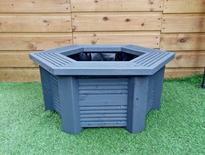 Small Grey Raised Garden Pond Hexagonal Water Feature 75x65x29h cm ...