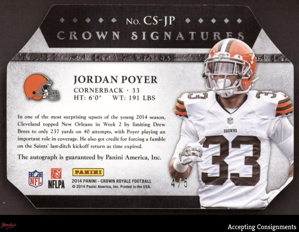 2014 Crown Royale Crown Signatures Green #43 Jordan Poyer AUTO 4/5 ...