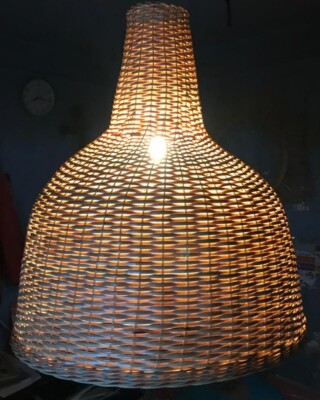 Natural rattan wicker cane rattan ceiling hanging pendant light fitting ...