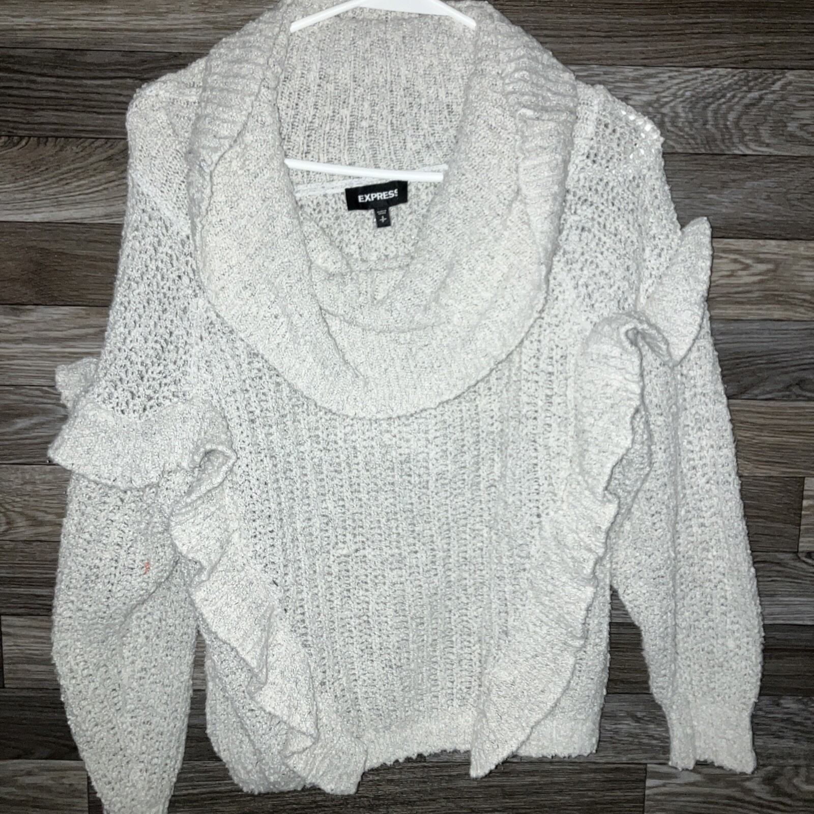 Express Ivory Ruffle Cowl Neck Beige Sweater S | eBay