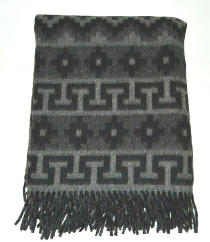 Incalpaca TPX Alpaca Wool Blanket Throw Black Gray Charcoal EUC! Aztec ...