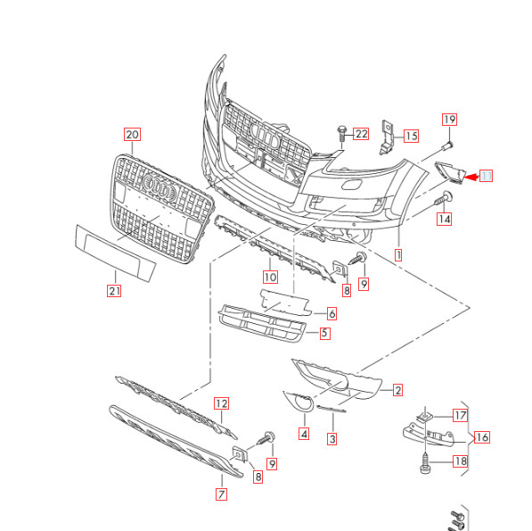 2010-2014 2013 Audi Q7 Front Driver Left Bumper Grille Air Duct OEM ...