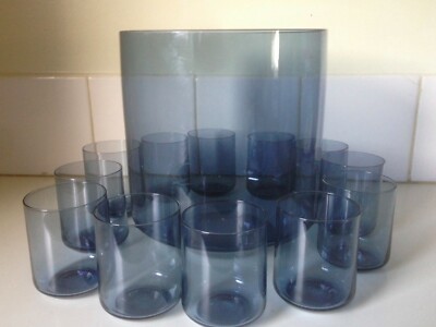 Vintage Sweden Bjorkshult Punch Bowl & 12 Fine Glass Set Scandinavian ...