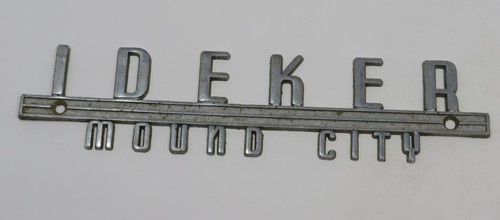 Vintage IDEKER Ford Mercury MO Car Dealership Metal Nameplate Emblem ...