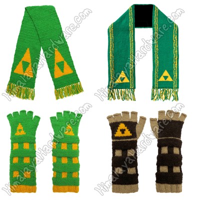 Legend of Zelda Scarf & Gauntlets: gloves tri-force link green NES ...