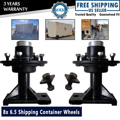 8 x 6.5 Lug 8000LB Shipping Container Wheels, Bolt-on Spindle Kit NEW ...