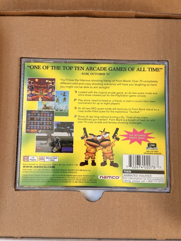 Point Blank Game Sony PlayStation 1 GUNCON NEW NEVER USED COMPLETE IN ...