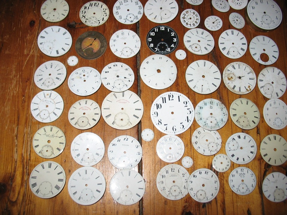 lot of 65 Vintage Porcelain Enamel Pocket Watch Dials | eBay
