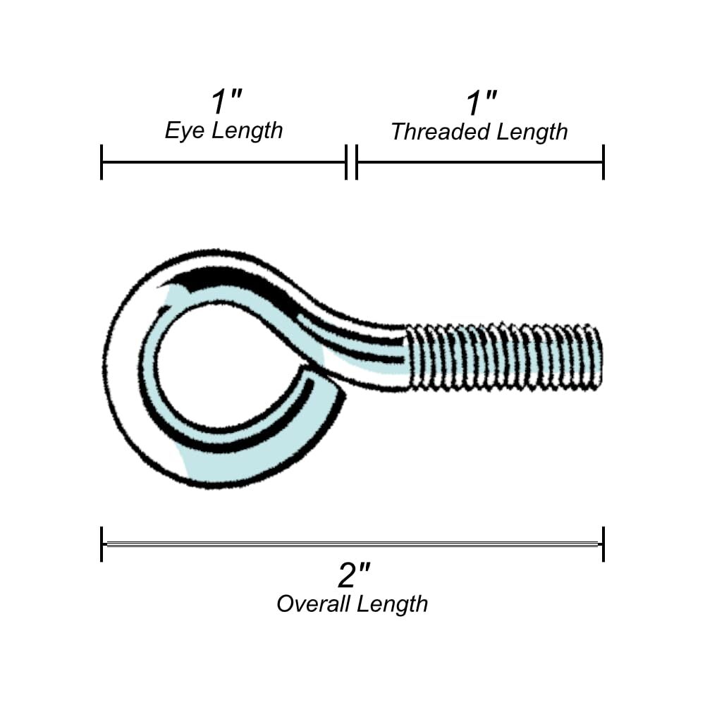 15 Pieces 1/4-20 x 2 Zinc-Plated Coarse Thread Eye Bolts Hardware ...