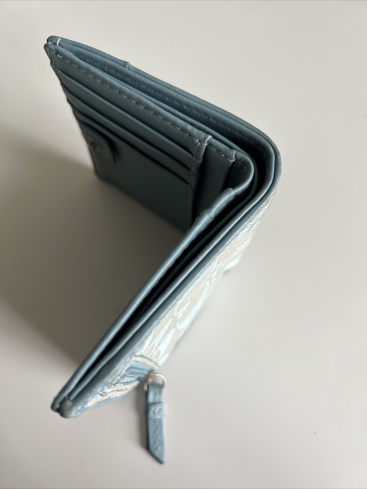 COACH Mini Wallet Light Blue C Logo Canvas Leather Bi… - Gem